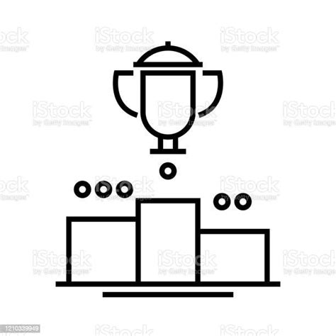 우승자 컵 선 아이콘 컨셉 기호 윤곽선 벡터 일러스트레이션 선형 기호 개체 그룹에 대한 스톡 벡터 아트 및 기타 이미지 개체 그룹 경기 스포츠 경쟁 Istock