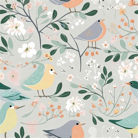 Premium Ai Image Nature Serenade A Calming And Soothing Pattern With Elements Like Birds