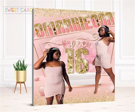 Sweet 16 Birthday Backdrop Glitter Backdrop Glam Birthday Backdrop