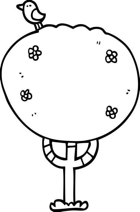 Line Drawing Cartoon Tree Vector Art At Vecteezy