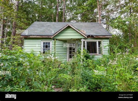 An Abandoned Very Old House In The Middle Of Woods The One Story