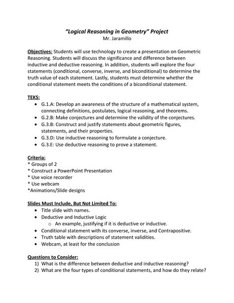 Logical Reasoning In Geometry Doc