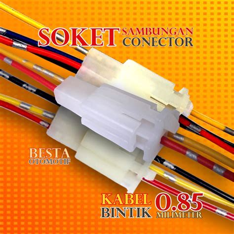 Jual Soket Sambungan 2 Pin 3 Pin 4 Pin 6 Pin 9 Pin Kabel Bodi Sepeda Motor Kabel Bintik 0 8