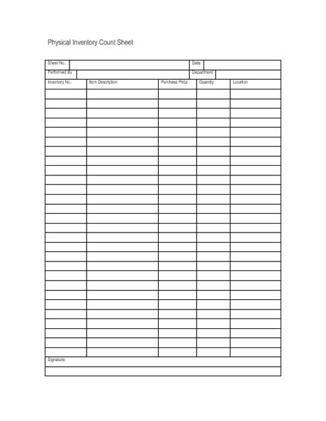 Physical Inventory Count Sheet Template Download Printable PDF Templateroller