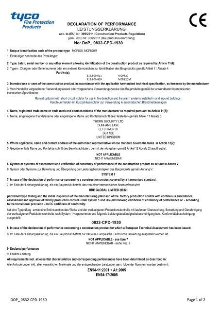 No Dop Declaration Of Performance