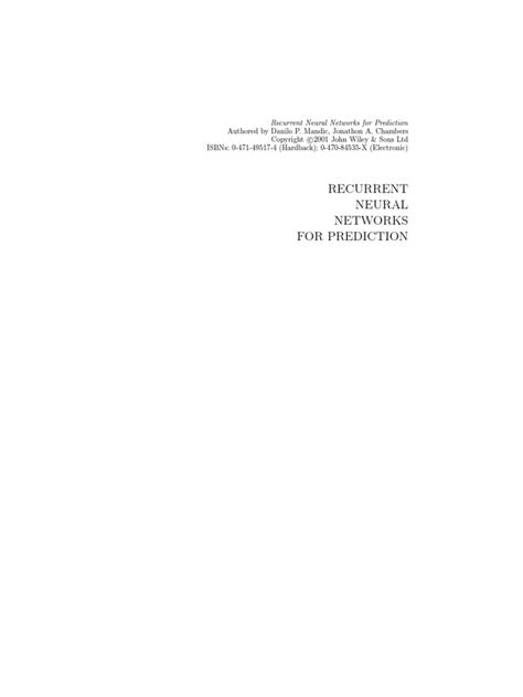 Recurrent Neural Networks For Prediction Pdf Artificial Neural Network Mathematical Model