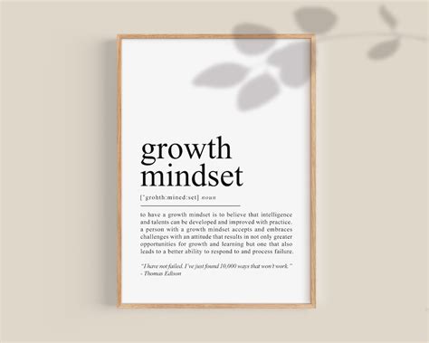 Growth Mindset Classroom Decor Definition Print School Mental Health