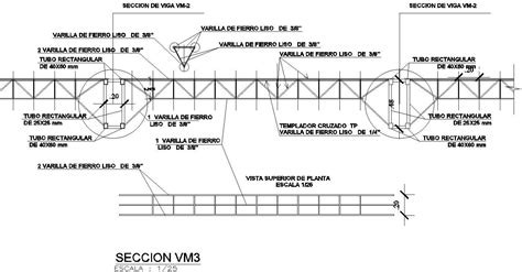 Section 3 Of Truss Design In Detail Autocad Drawing Dwg File Cad File