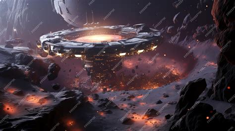 premium photo space mining stations extracting valuable resources from asteroids or planets