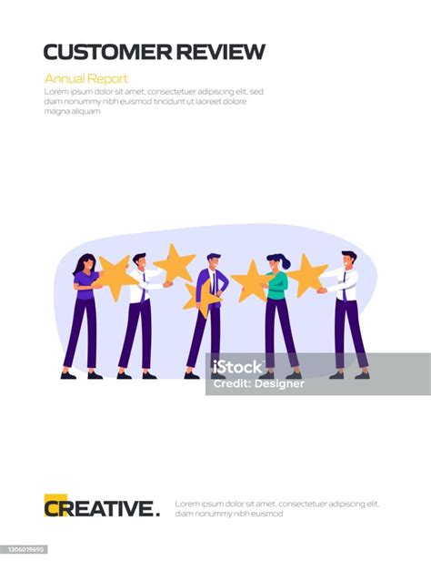 포스터 커버 및 배너에 대한 고객 리뷰 개념 플랫 디자인 현대 플랫 디자인 벡터 일러스트레이션 Brand Name Online Messaging Platform에 대한 스톡