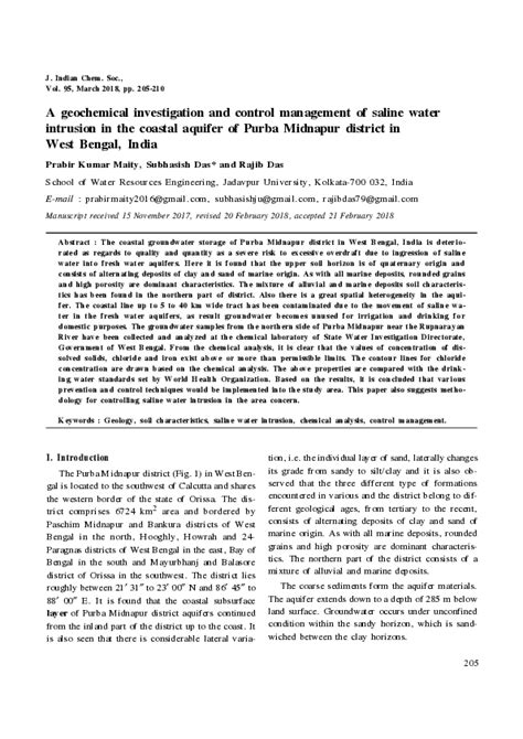 Pdf A Geochemical Investigation And Control Management Of Saline