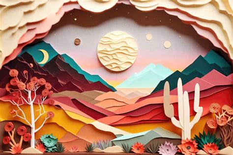 Premium Photo Paper Collage Landscape Art Nature In Layered Paper Art