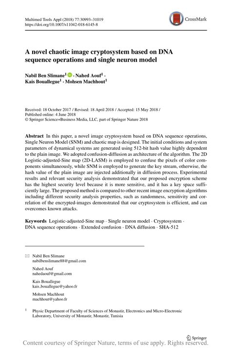 a novel chaotic image cryptosystem based on dna sequence operations and