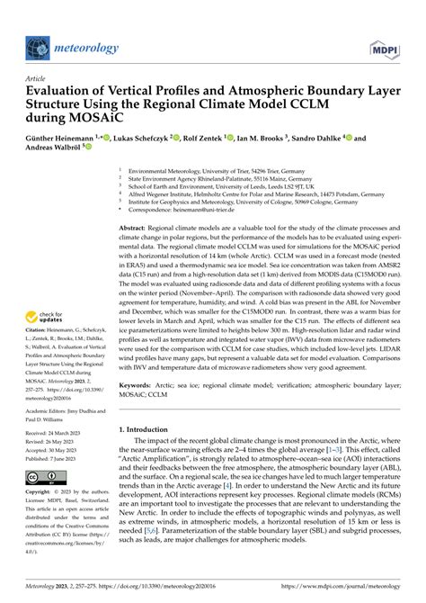 Pdf Evaluation Of Vertical Profiles And Atmospheric Boundary Layer Structure Using The