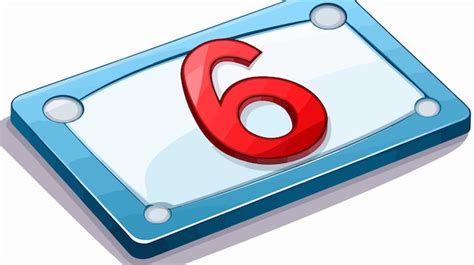 Colorful Illustrated Flash Card Number 6 Displayed Premium AI
