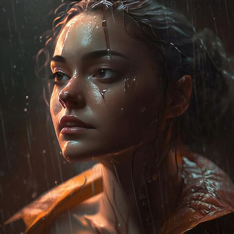 Premium Photo Girl In The Rain Generative Ai