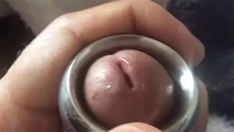 Playing With My Uncut Cock Ring Around My Glans Squirting Lube In My