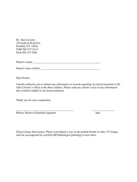 Printable Dental Release Form Printable Forms Free Online