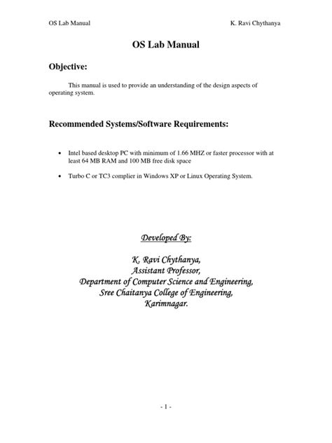 Os Lab Manual Pdf Operating System Scheduling Computing