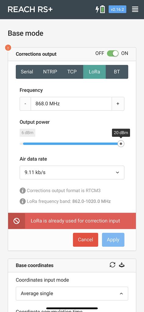 Lora Is Already Used For Correction Input Error Please Help Getting Started Emlid