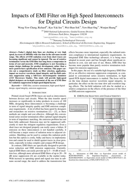 pdf impacts of emi filter on high speed interconnects for digital circuits design