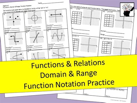Functions And Domain And Range Worksheet