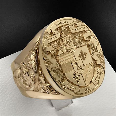 Plant Carved Shield Pattern Ring Mens Ring Handmade Gold Ring Rings