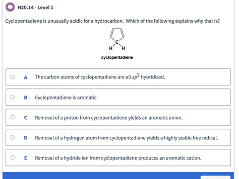 Solved H20 14 Level 1 Cyclopentadiene Is Unusually Acidic