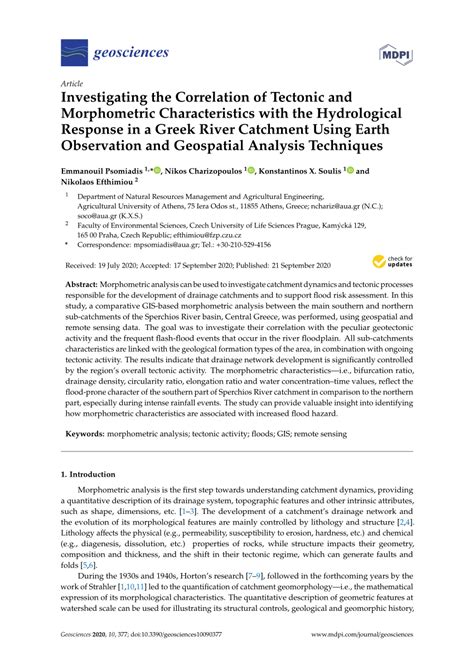 Pdf Investigating The Correlation Of Tectonic And Morphometric Characteristics With The