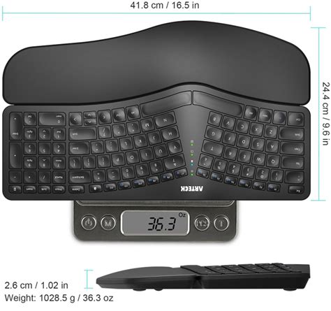 Arteck Hw Split Ergonomic Keyboard With Cushioned Wrist And Palm Rest G Usb Wireless