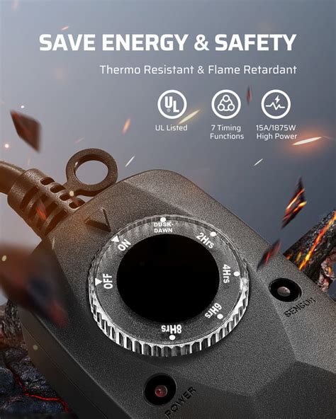 Dewenwils Outdoor Light Timer With 12ft Extension Cord Photocell Timer