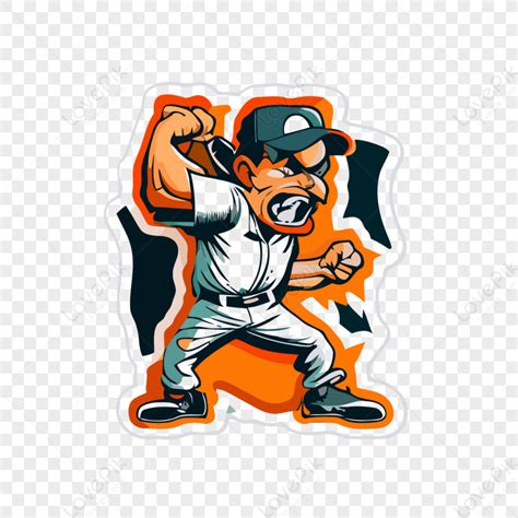 스포츠 팬 클립 아트를위한 만화 일러스트 야구 선수 스티커 벡터상표 Png 일러스트 무료 다운로드 Lovepik