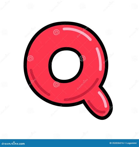 Cartoon Letter Q Vector Illustration Red Alphabet Q Typographic Design Capital Letter Q Clip