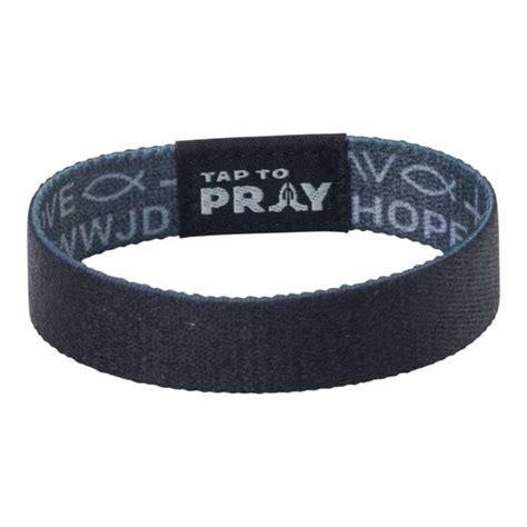 Tap To Pray® Wristband Symbols Of Faith Grey — Versible
