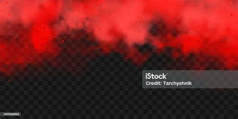 현실적인 빨간색 다채로운 연기 구름 안개 효과 투명 한 배경에 격리 된 안개 증기는 공기 증기 흐름 벡터 일러스트레이션 0명에 대한 스톡 벡터 아트 및 기타 이미지 Istock
