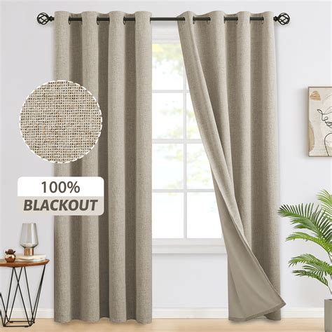 Yakamok Natural Linen Curtains 100 Blackout 96 Inches Longroom