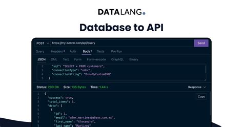 Database To Api Datalang Documentation