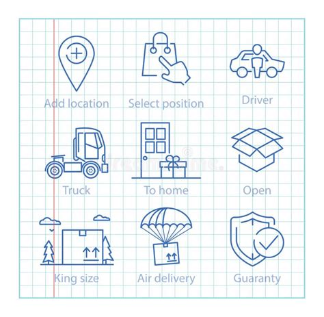 Vector Thin Line Icons Set For Logistics Shipping And Delivery Stock Vector Illustration Of