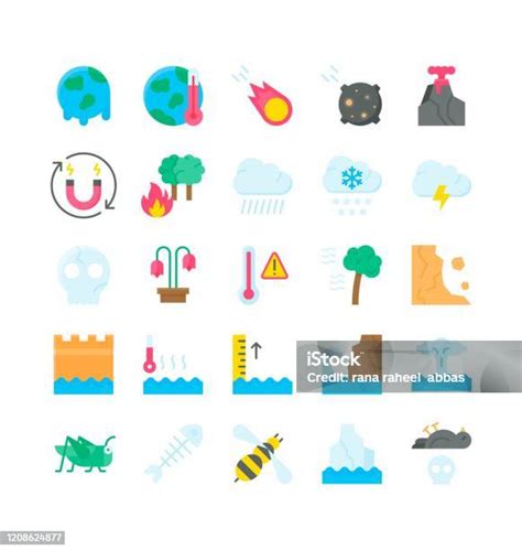 기후 관련 구름 메뚜기 온도계 지구 온난화 물파 산불 해골 꿀벌 물고기 뼈 죽은 새와 산 벡터 플랫 스타일 기후 변화에 대한 스톡 벡터 아트 및 기타 이미지 Istock