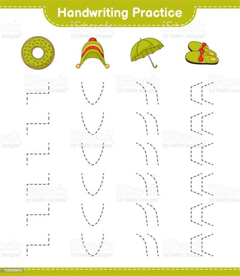 필기 연습 도넛 슬리퍼 우산 모자의 라인을 추적할 수 있습니다 교육 어린이 게임 인쇄 워크 시트 벡터 일러스트레이션 0명에 대한 스톡 벡터 아트 및 기타 이미지 Istock