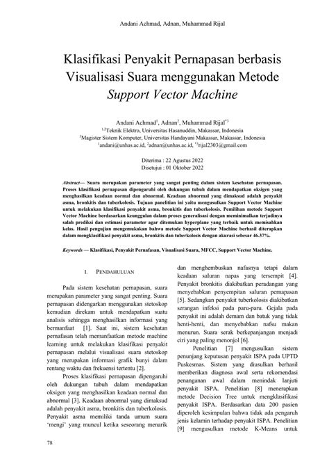 PDF Klasifikasi Penyakit Pernapasan Berbasis Visualisasi Suara