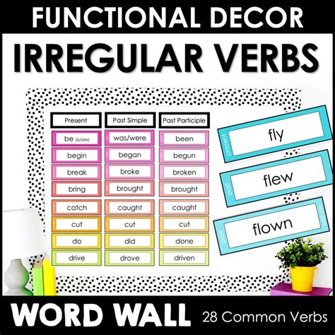 Past Tense Irregular Verb Bulletin Board Display Word Wall Posters