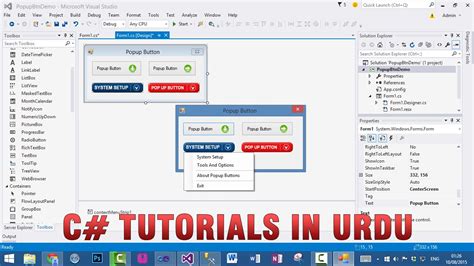 C How To Create Popup Button In Winforms Application In Urdu Youtube
