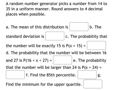 Solved A Random Number Generator Picks A Number From 14 To
