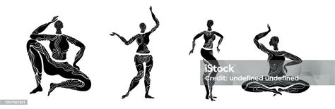 아프리카 여성 춤 흑인 여성 벡터 몸 부족 장식 예술 아프리카 패션 민족 다양성 여성몸 긍정적 인 아름다움 양식에 일치 시키는 실루엣에 대한 스톡 벡터 아트 및 기타 이미지