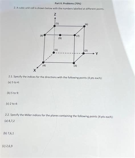 Solved Part II Problems 70 2 A Cubic Unit Cell Is Shown Chegg Com