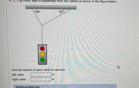Solved Find The Tension In Each Cable In Newtons Left Cable