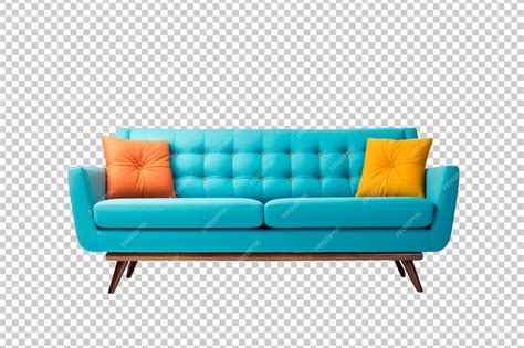 Диван середины века изолирован на прозрачном фоне Png доступен Премиум Ai сгенерированный Psd
