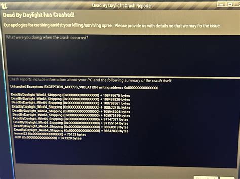 My Game Keeps Giving Me This Crash Error R Deadbydaylight