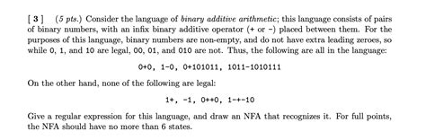 Solved 3 5 Pts Consider The Language Of Binary Additive